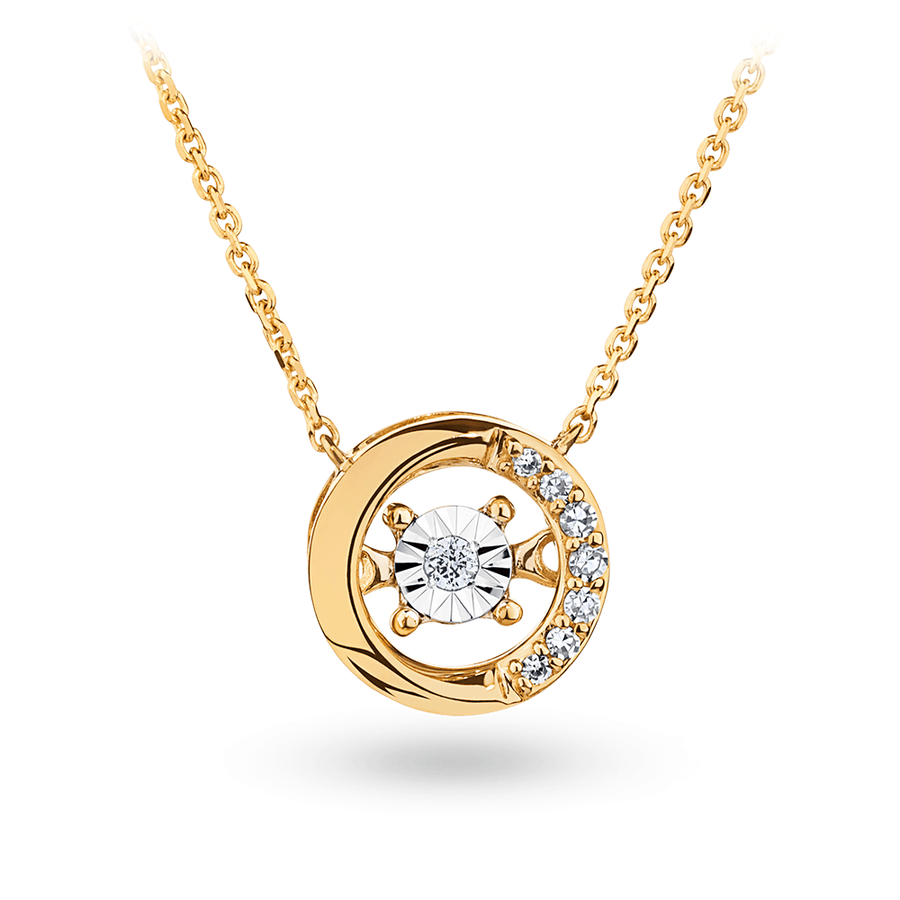 0.05ct TDW Dancing Diamond Necklace in 9ct Yellow Gold