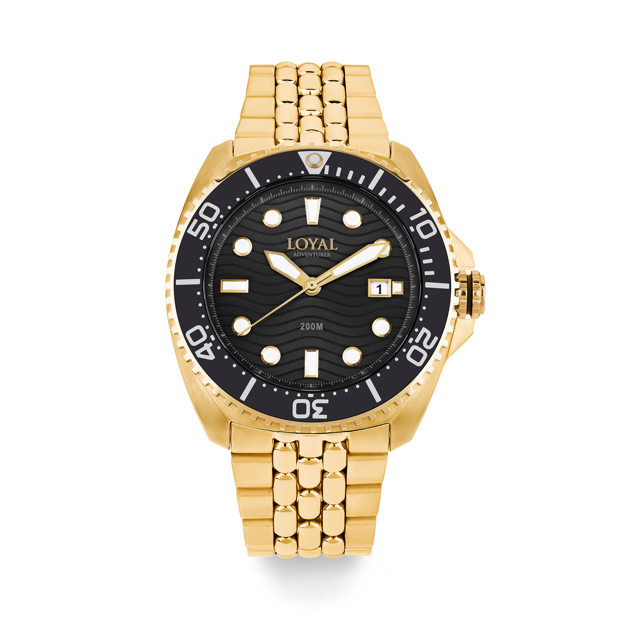 Loyal Adventurer Men's 44mm Black Quartz Watch