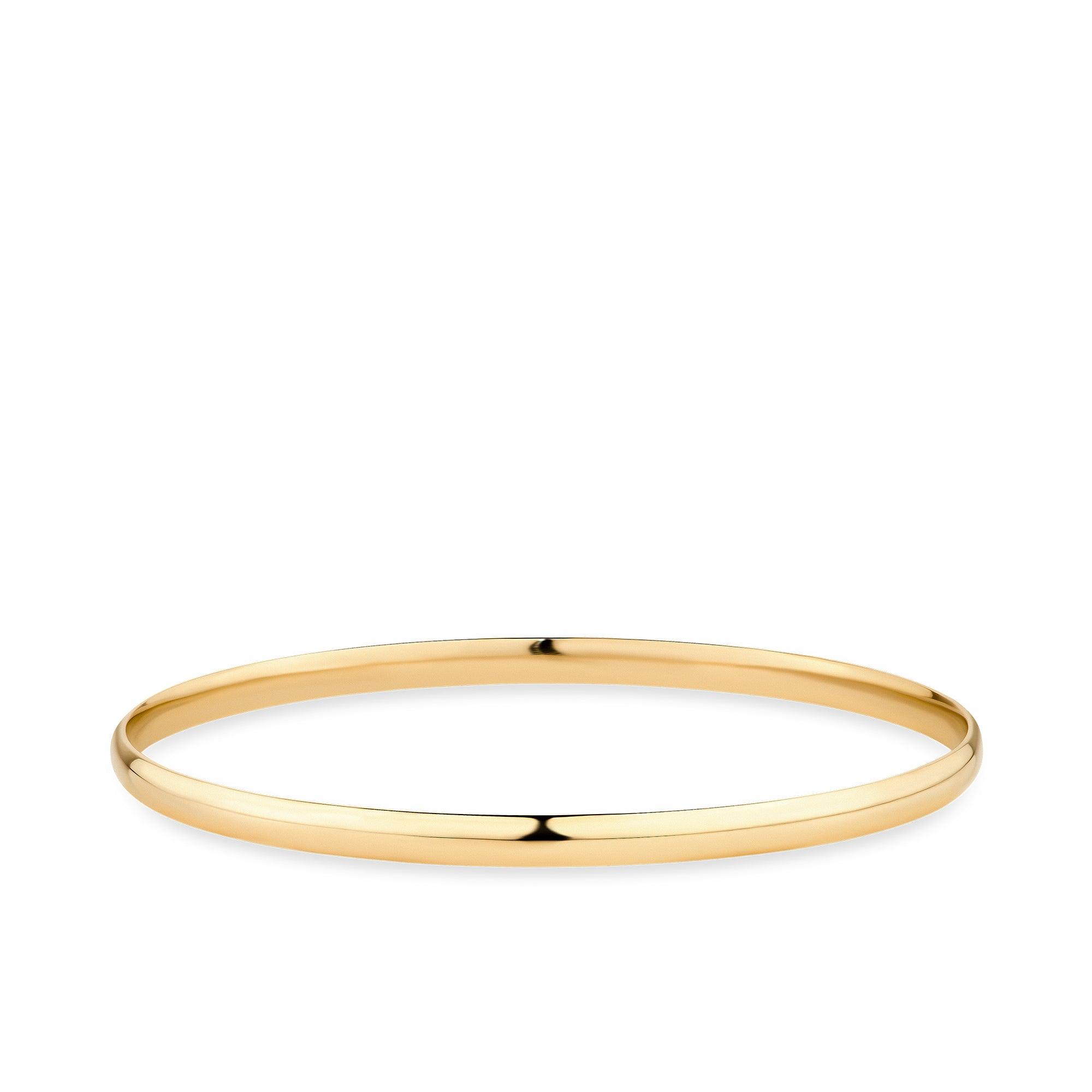 9ct Yellow Gold Solid Round Bangle 1.6mm