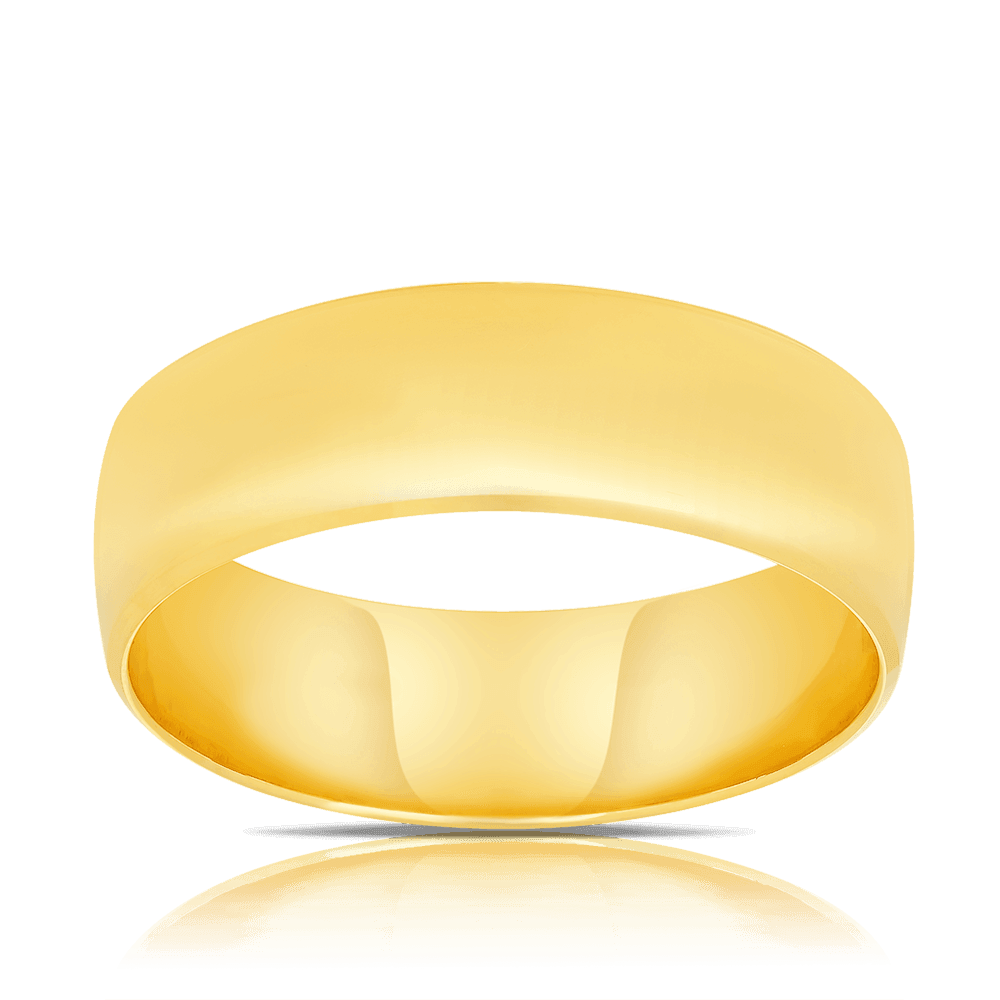 Half Round Bevelled Wedder Ring in 9ct Yellow Gold