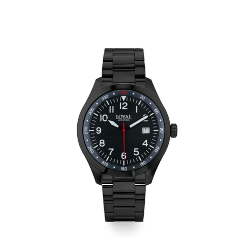 Loyal Adventurer Men's 43mm Black and Steel Quartz Watch