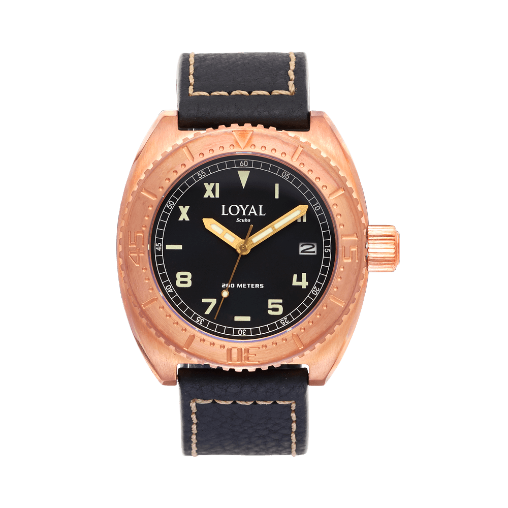 Loyal Men's Scuba Bronze Quartz Diver Watch Black Dial