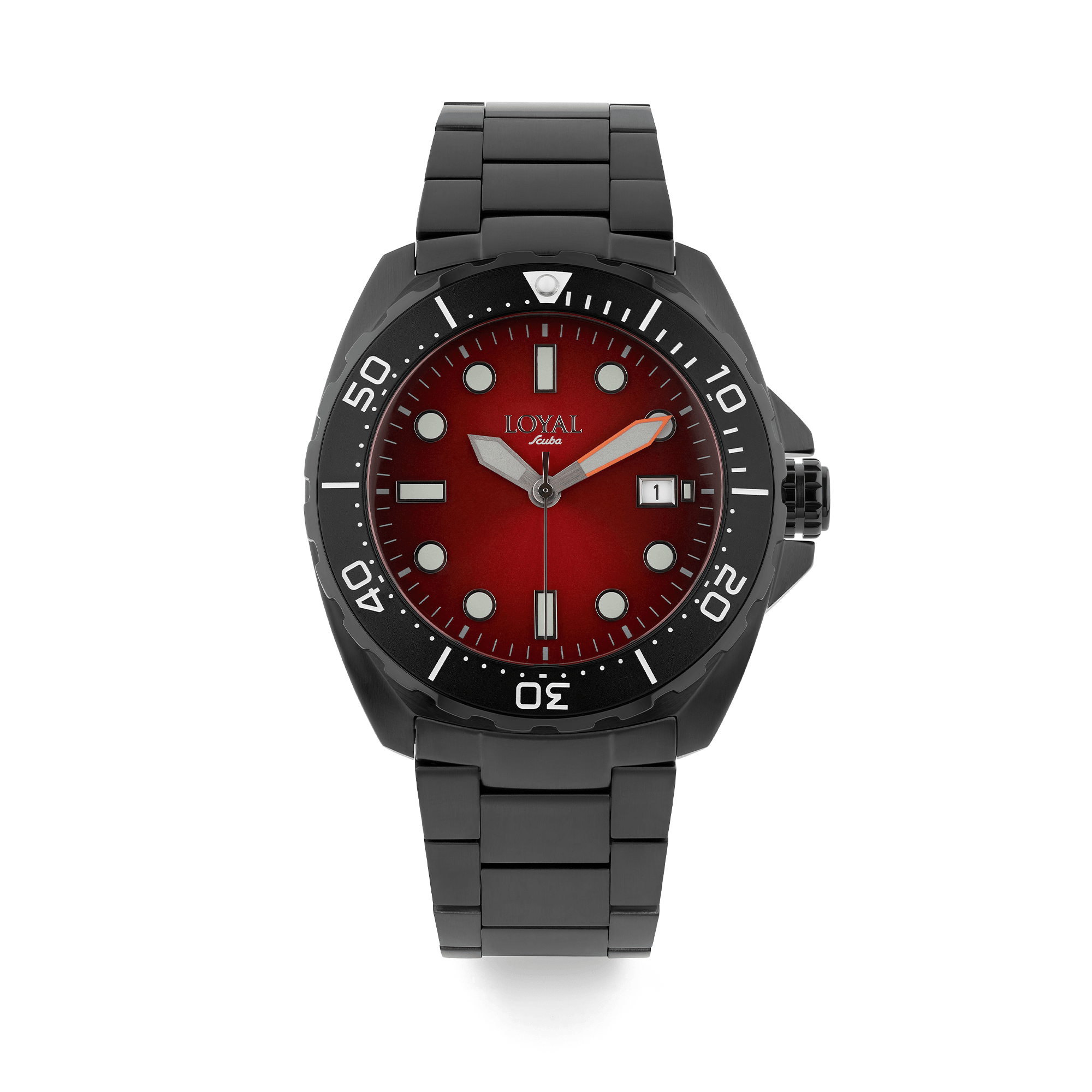 Loyal Scuba Diver Men's 44mm Black and Steel Quartz Watch